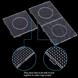 H&W 4PCS 5mm Fuse Beads Boards, Large Clear Pegboards Kits, with Gift 4 Lroning Paper (WA3-Z1)