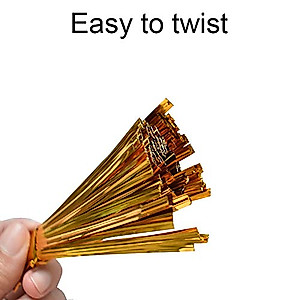 Leline's Metallic Twist Ties, 100 pieces 6 inches Bag Ties, Cable Tie for Candy Bag, Cello Treat Bag, Christmas Party Decoration, Gold