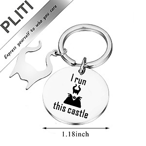 PLITI I Run This Castle Keychain Horns Resting Witch Face Charm Gift (run this castle)