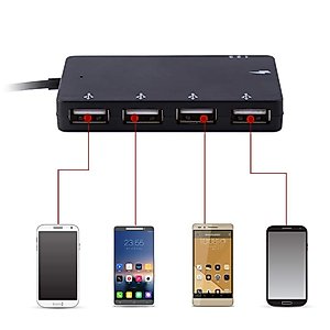 Redxiao Extension Adapter Charging Cable, 4X USB 2.0 Hub Working with OTG and Charging Function Compatibility for Android and Wins System for Tablet Smartphone