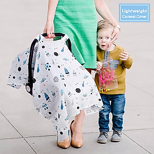 Muslin Car Seat Covers for Babies, Lightweight Infant Carseat Canopy, Breathable Baby Carrier Cover, Newborn Boys Girls Shower Gift, Fit Spring Summer/Hot Days/Warm Weather