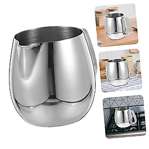 MOLUCKFU Pull Cup Hot Chocolate Tea Coffee Pan Coffee Steaming Pitcher Machine Cleaning Latte Art Froth Cups Milk Frothing Jug Steaming Jug Cream Milk Coffee Silver Stainless Steel