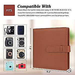 256 Photos Album for Fujifilm Instax Mini Camera, Polaroid 2”x3” ZINK Pictures, 2x3 Photo Album Book for Fujifilm Instax Mini 11 12 9 90 70 40 8 Instant Camera, Polaroid Snap PIC-300 Z2300 Camera (Brown)