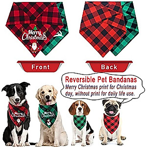 Christmas Dog Bandanas Scarf Classic Buffalo Plaid Pets Bandana Triangle Bibs Kerchief 2 Pack Merry Christmas Costume Accessories Decoration for Small Medium Large Dogs Cat Puppy Holiday Bandana