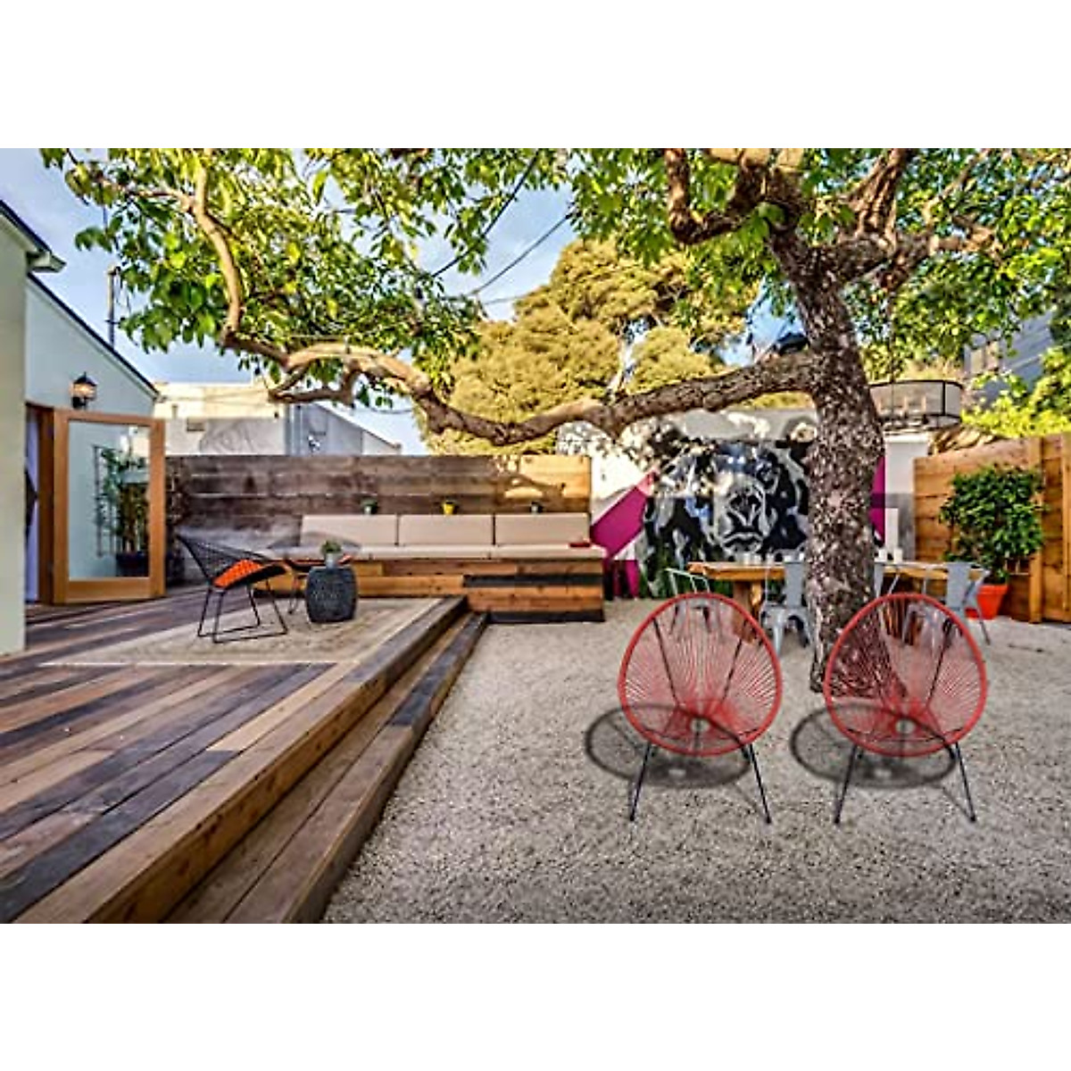 Kingmys Acapulco Woven Lounge Chair for Indoor and Outdoor Use (2PC Red)