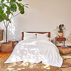 Buffy Breeze Comforter - Soft 100% Eucalyptus Lyocell, Cooling, White Lightweight Summer Duvet Insert with Corner Tabs (Full/Queen)