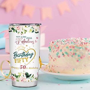 LJWJWLJW 50th Birthday Gifts for Women Cups - Best 50th Birthday Gift Ideas Cups - Happy 50 Year Old Birthday Gift Cups -1973 Birthday Gifts - 50th Birthday Decorations for Her-20 OZ Cups
