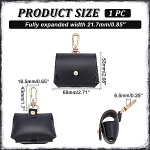 WADORN PU Leather Earphone Case, Wireless Charging Case Protective Cover Earbud Protective Cover with Snap Clasp for Earphone Charging Case Coin Storage Bag Keychain Hook, 2x2.7x1.4 Inch(Black)