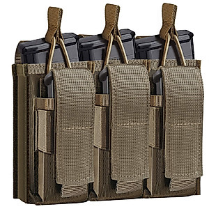 ELVO Tactical Molle Mag Pouch, Open-Top Molle Double/Triple Stacker 5.56 7.62 Magazine Pouches Holder Carrier for Rifle M4 M14 G36 HK416 AR-15 and Glock 17 19 M1911 9MM Magazines Holster