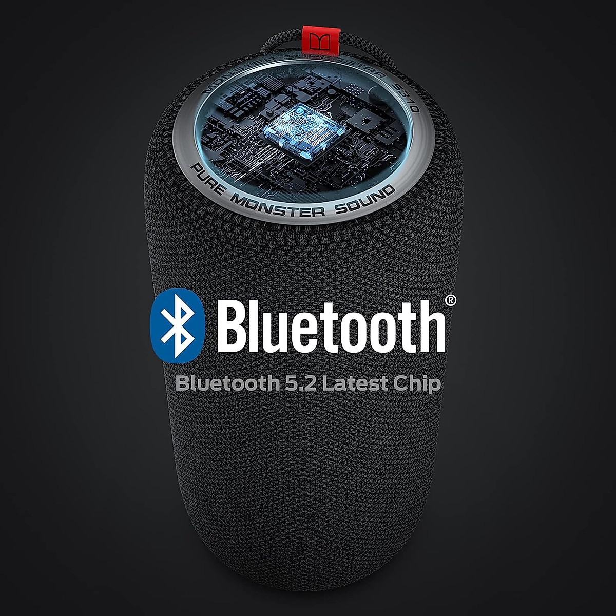 Monster S310 Bluetooth Speaker, Portable Bluetooth Speaker, 30W True Wireless Stereo Pairing Deliver Dynamic Sound, Waterproof Speaker, Bluetooth 5.2 Built-in Mic, 24H, for Family Outdoor