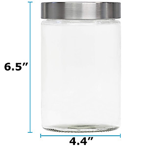 Blue Donuts 33 Oz Glass Jars with Stainless Steel Lids Airtight - Glass Kitchen Canisters, Glass Containers for Food Storage with Lids, Food Storage Containers, 1000 ML Clear Jars