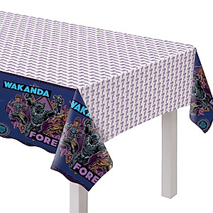 Amscan Black Panther Wakanda Forever Plastic Table Cover - 54" x 96" (1 Piece) - Perfect for Marvel Fans & Themed Parties