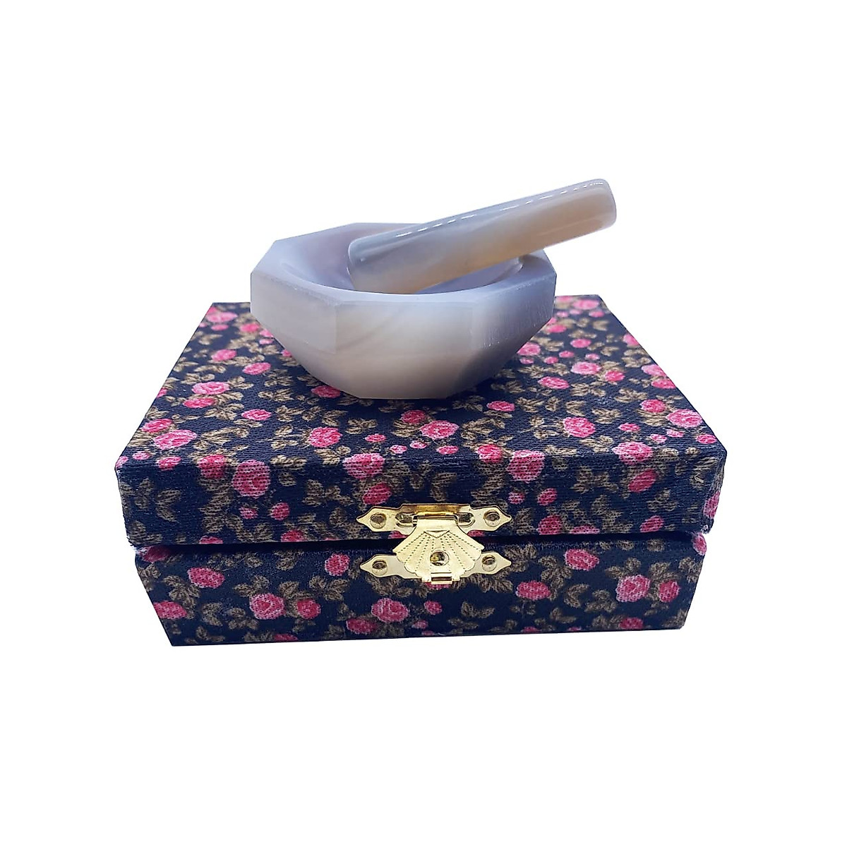 KOLAMOON ID: 50MM 1.97" Lab Grinding Natural Agate Mortar and Pestle Set Standard Form Inner Diameter 50mm Inner Depth 15 mm