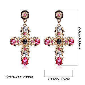 Big Black Cross Earrings for Women Black Cross Dangle Earrings First Communion Gifts Baptism Confirmation Catholic Christian Gifts