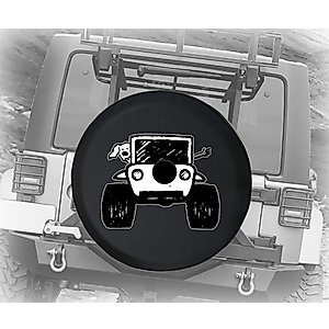 Driving with The Dog 4x4 Off Road Vehicle for Rough Terrain Adventure Animal Lovers JL Spare Tire Cover with Backup Camera Hole Black Size 32 Inch