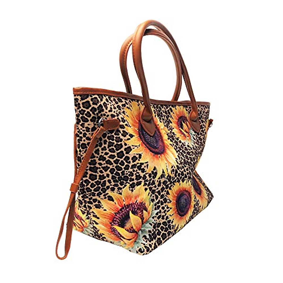JIU HONG CHAO Large Tote Bag for Women Sunflower Purse Leopard Print Handbag Canvas Beach Bag Lightweigh Tote with Faux Leather Handle Cheetah Gifts for Women…