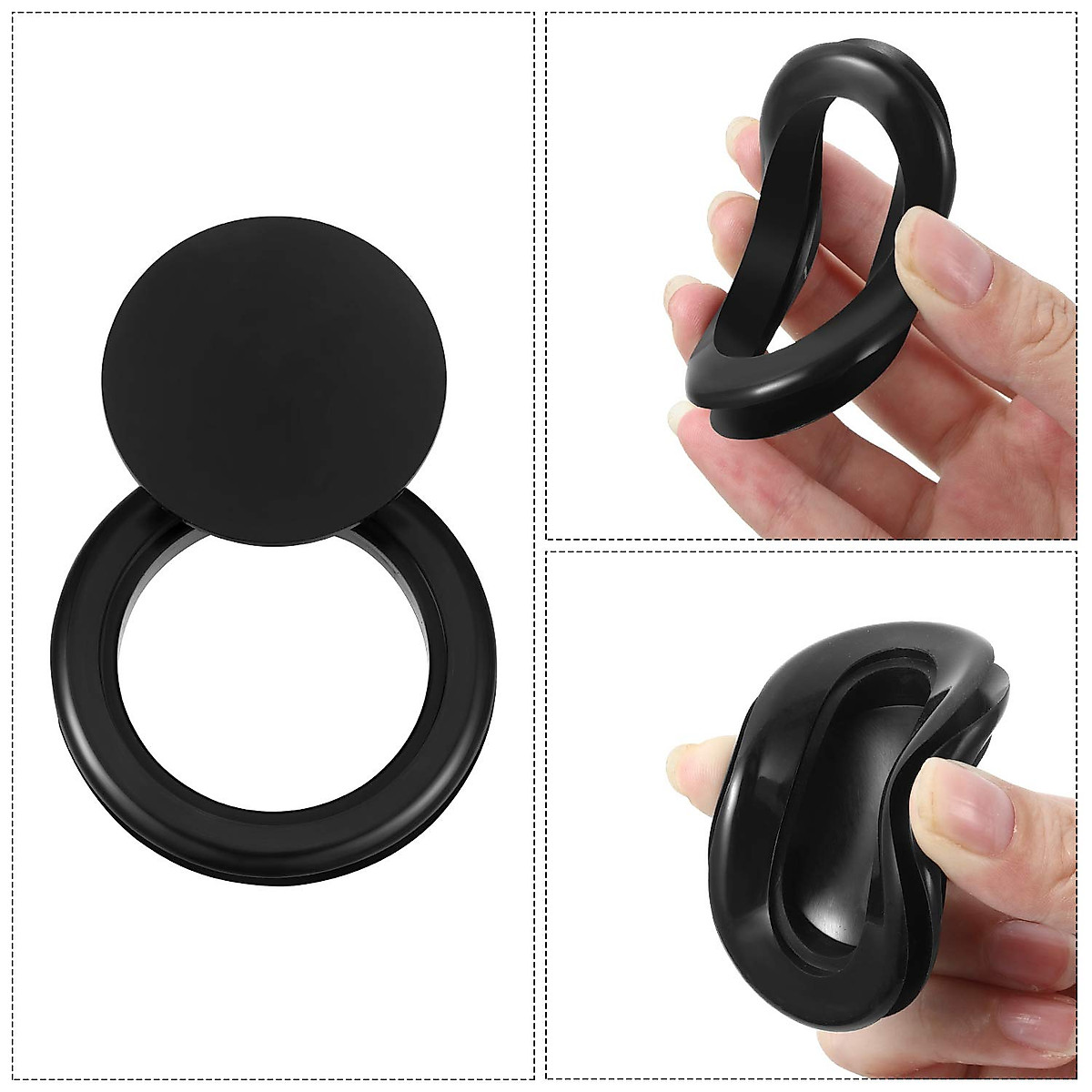 Maitys 4 Pieces Silicone Patio Table Umbrella Hole Ring Plug and Cap Set for Glass Outdoors Patio Table Deck Yard, 2 Inch (Black)
