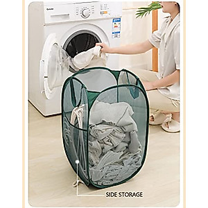 2 Pack Popup Laundry Hamper- Mesh Hampers Bag- Foldable Clothes Storage Basket with Handles for The Kids Room, College Dorm or Travel