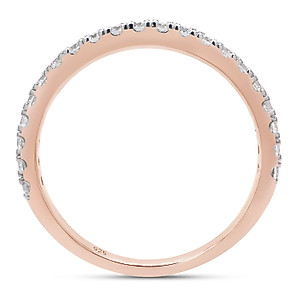 SAVEARTH DIAMONDS 2/5 cttw Round Cut Lab Created Moissanite Diamond Half Eternity Wedding Band Ring In 14K Rose Gold Over Sterling Silver (VVS1 Clarity, 0.40 Cttw) Ring Size-8.5