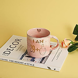 30th Birthday Gifts for Women - Funny Turning 30 Year Old Birthday Gift Ideas for Wife, Mom, Daughter, Sister, Aunt, Best Friends, BFF, Coworkers - Fabulous Pink Marble Mug, Ceramic 11.5oz Coffee Cup