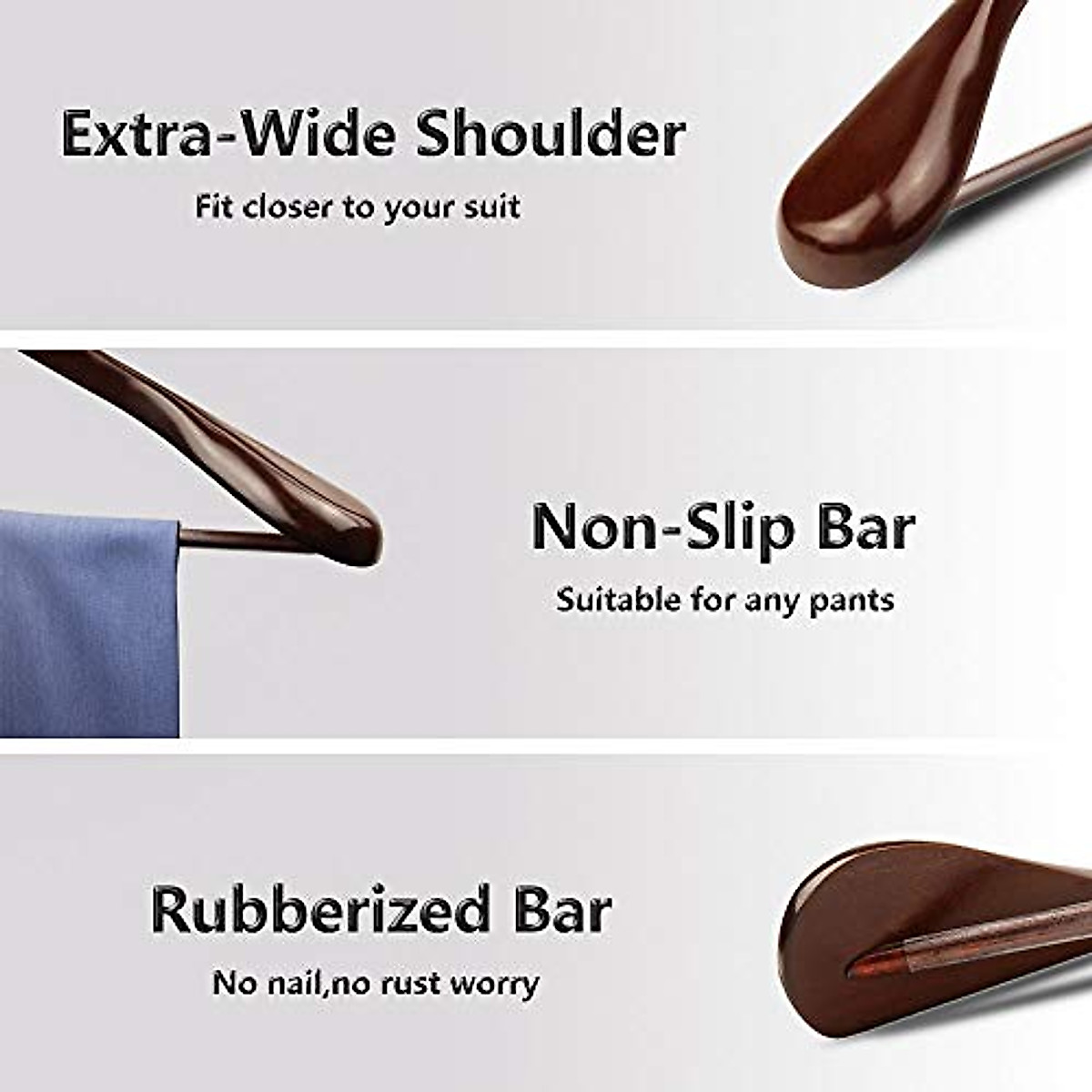 Coat Hanger 8-Pack, MEQUTION Wood Hangers Trouser Hangers Extra Wide Shoulder Wooden Hangers for Heavy Coat, Sweater, Skirt, Suit, Pants, Retro Finish (Retro Finish)