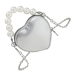 TENDYCOCO 3pcs Body Clutch Shaped Pearl Gift Wrist Strap Evening Silver Gifts Crossbody Cross With Valentines for Chic Purse Fashion Tote Bag Heart Chain Heart-shaped Small Women Handle