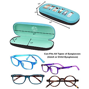 JAVOedge [4 PACK], Printed Front and Back Dogs Pattern Durable Hard Clamshell Eyeglass Storage Case w/Microfiber Cloth