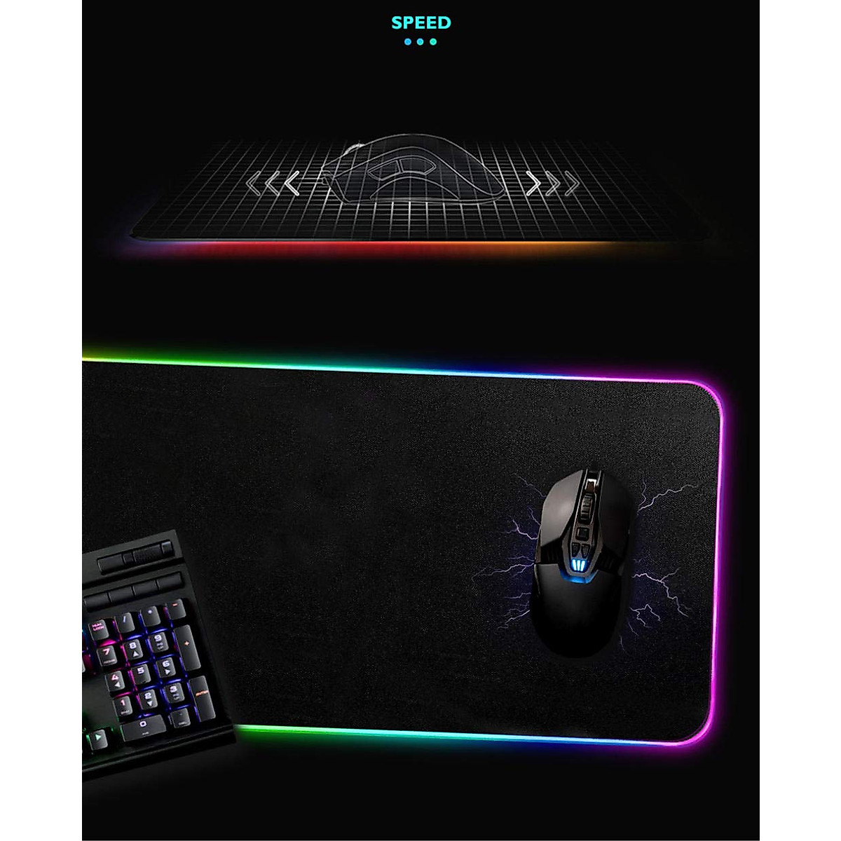 Mouse Pads Gaming Christmas Pine Tree Gift Pattern Large Pink Mouse Pad Colorful LED Backlit RGB Gaming Mouse Mat for Laptop Desktop-800x300 MM,Color B