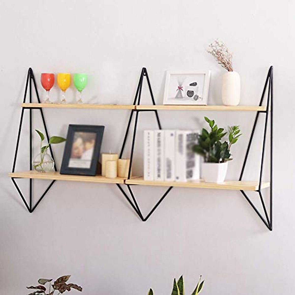 PIBM Stylish Simplicity Shelf Wall Mounted Floating Rack Shelves Solid Wood Kitchen Bookshelf Wine Racks Living Room,2 Sizes, Wood , 120x20x70cm