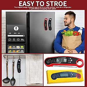 Leelosp 3 Pcs Digital Meat Thermometer with Probe Waterproof Fast Read Food Thermometer Kitchen Grilling Cooking Thermometer with Backlight Magnet and Calibration for Baking BBQ Outdoor, Red and Black