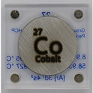 Cobalt (Co) 24.26mm Metal Disc with Acrylic Case for Collection or Experiments