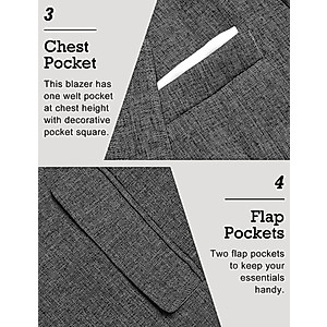 COOFANDY Men Slim Fit Suits Casual Lightweight Blazer Jackets One Button Tuxedos Grey