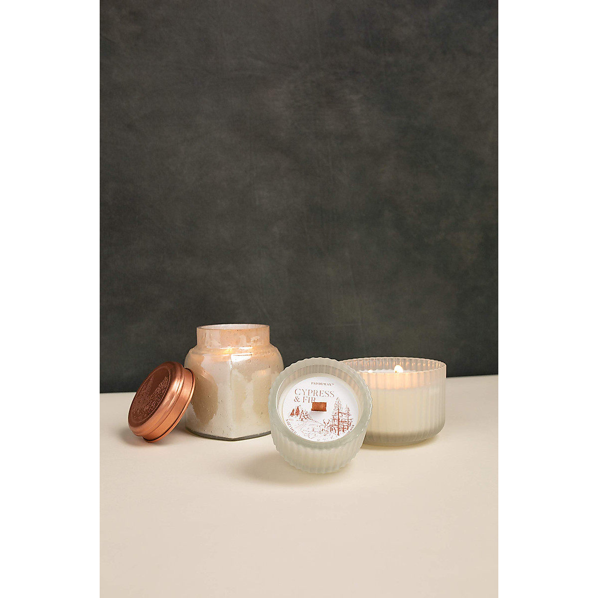 Paddywax Cypress & Fir Holiday Artisan Hand-Poured Scented Candle, 5-Ounce, White Frosted