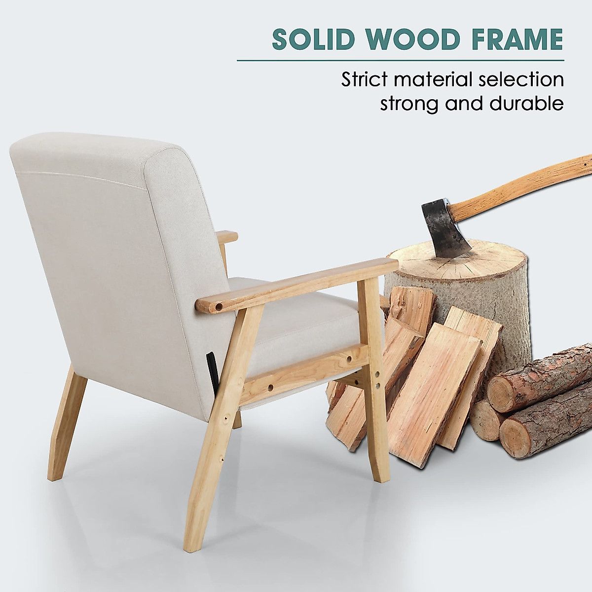 Homajor Accent Chairs, Mid Century Modern Armchairs for Living Room/Bedroom, Beige