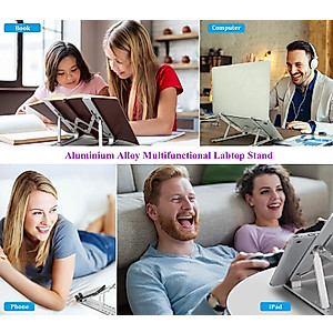 ZSIMC Laptop Stand, Laptop Riser Computer Stand for Desk, Adjustable Aluminum Foldable Portable Desktop Holder, Compatible with MacBook Air pro, iPad, Lenovo, 10-15.6” Laptop and Tablets (Silver)