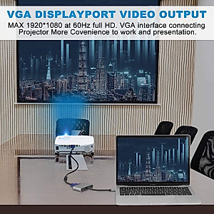 USB C Hub Type C 5 in 1 Hub to 4K HDMI, VGA, 1USB3.0Ports, with PD Charge