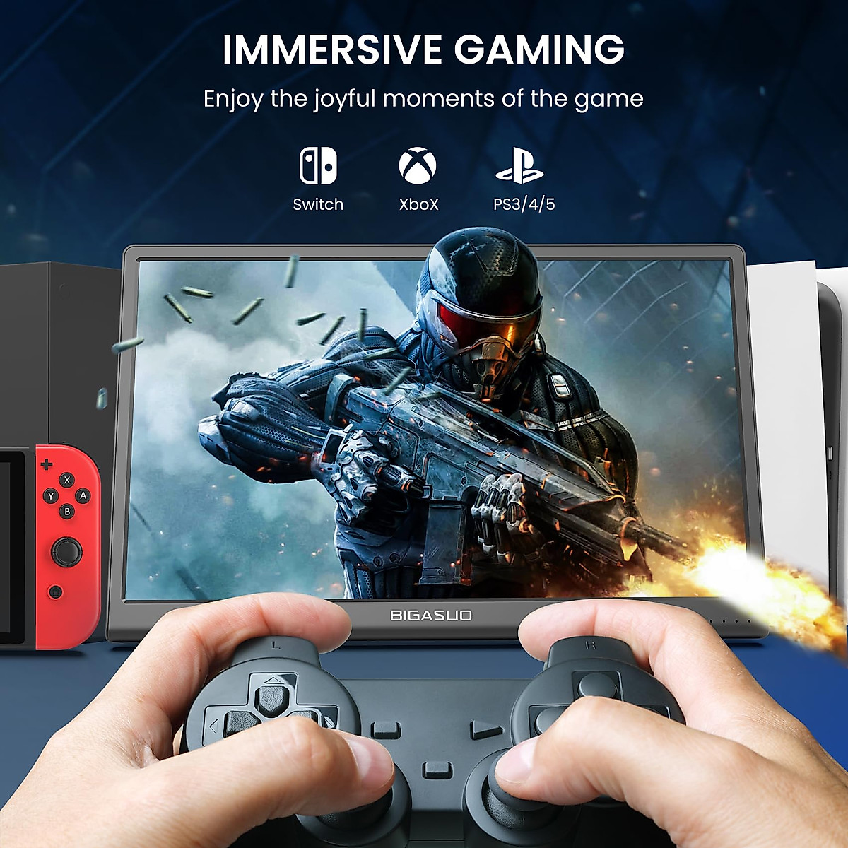 FANGOR 15.6" Portable Monitor, 1080P FHD USB-C HDMI Travel Monitor, Ultra Slim Computer Gaming Display with Smart Cover, Second External Screen for Laptop PC Switch Phone Xbox