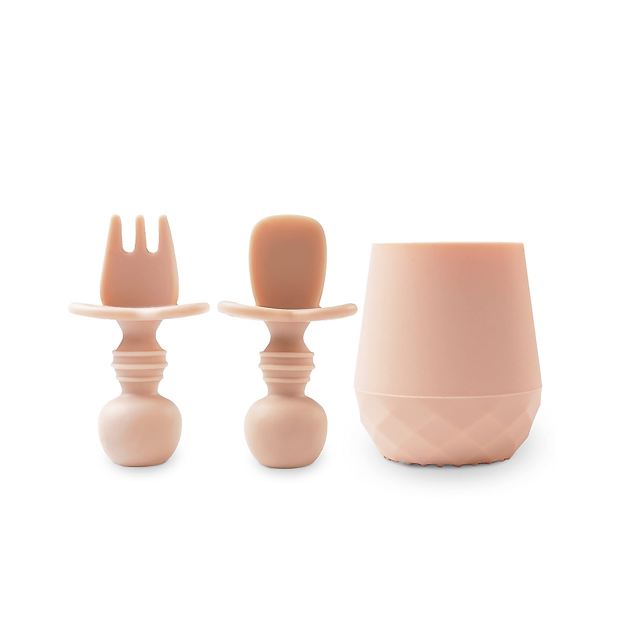 3 Pcs Baby Utensils, Baby Spoons Self Feeding 6 Months with Baby Fork and Silicone Baby Cup, Baby Utensils 6-12 Months, Toddler Utensils for Baby Led Weaning (Blush)…