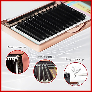 THE LASH SUPPLY Easy Fan Volume Eyelashes, Magic Lashes Extension Professional Supplies, C/D Curl, 9-20mm Length, 0.05 Thickness, Black Matte Lashes, Lash Mixed Length Tray
