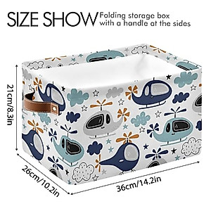Helicopter Cloud Star Storage Basket Bins Decorative Toy Organizer Bins Laundry Hamper Baskets with Handles for Home Boys Girls Office Closet Shelf Nursery Baskets,1 pcs