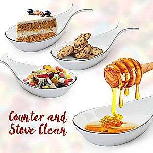 LotFancy Spoon Rest, Ceramic Spoon Holder for Kitchen Counter, 9.1 (L) x 4.5(W), Large Spatula Holder for Stove Top, Farmhouse Utensil Rest for Ladle, Teaspoon, Whale Shape