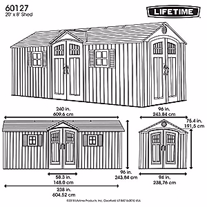 Lifetime 60127 20 x 8 Ft. Outdoor Storage Shed, Desert Sand