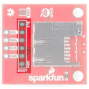 SparkFun Qwiic OpenLog Open-source datalogging Board Works over I2C Supports microSD FAT16/32 cards up to 32GB Configurable baud rates up to 115200bps Preprogrammed ATmega328 with Optiboot bootloader