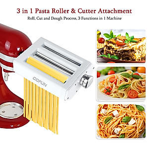 Pasta Maker Attachment for Kitchenaid Stand Mixer, Cofun 3 in 1 Pasta Machine Asseccories, Included Pasta Roller, Spaghetti Cutter, Fettuccine Cutter, Multifunctional Pasta Attachment for Kitchenaid