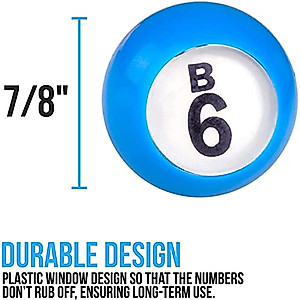 Regal Games - Premium Multicolored Bingo Balls - Easy Read Window - 7/8" - 75 Count - for Large Group Games, Bingo Halls, & Recreational Activities