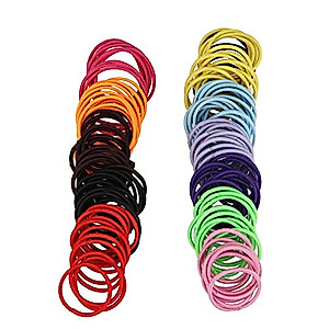 Coobbar 100pcs Women Elastic Hair Ties Band Ropes Ring Ponytail Holder (Red)