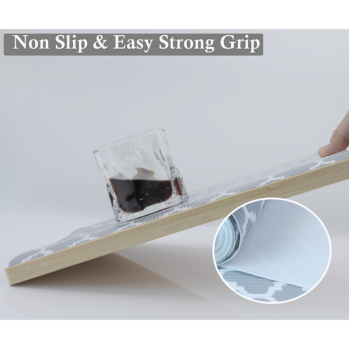 Shelf Liner Non Adhesive Kitchen Cabinet Drawer Liners 20 Inch X 20 FT Non-Slip Washable Refrigerator Liners with Waterproof Fridge Liner Mat for Cupboard, Pantry Shelves, Bathroom