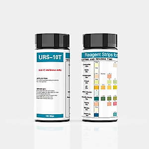 URS 10-in-1 Urine Test Strips 10 Parameters Testing UTI, Urinalysis for Ketosis, pH, Protein, Kidney and Liver Function, 100 CT