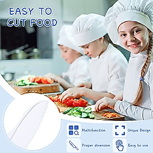 4 Pcs Kids Knife Toddler Safe Cutter Serrated Edges Set for Kitchen Cooking Plastic Children's Cooking Friendly Knife and Crinkle Cutter for Fruit Cake Food Vegetable (Green, Blue, Yellow)