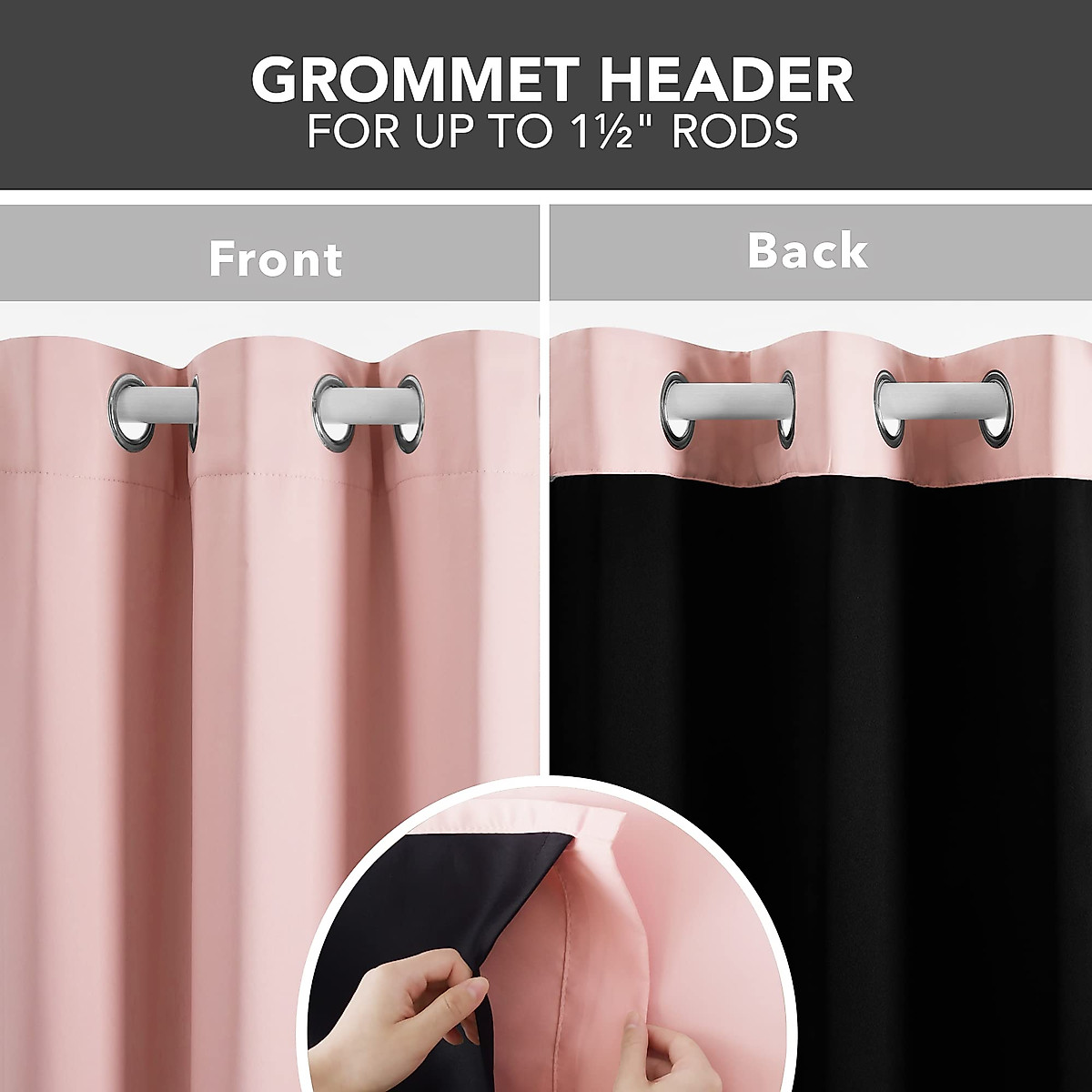 Deconovo 100% Blackout Curtains - 2 Layers, Thermal Insulated, Noise-Reducing Drapes - Bedroom, Nursery, Home Theater - Energy-Efficient & Oeko-TEX Certified - Crystal Pink, 52W x 84L Inch